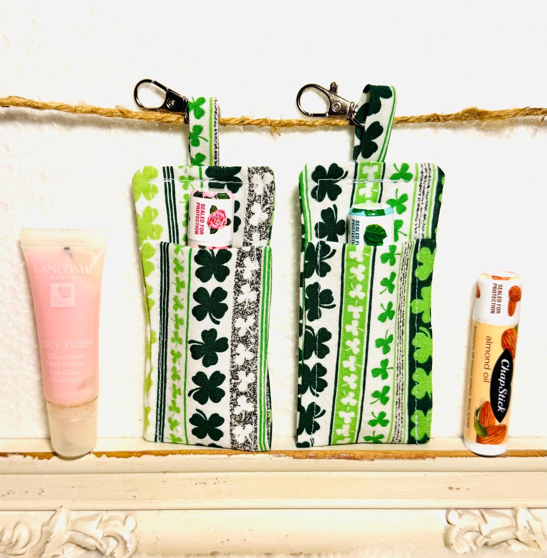 Shamrock Lip Balm Clip Pouch: St Patrick's Day Clover Holder - Etsy