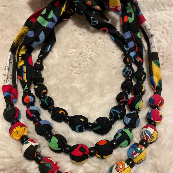 Fabric Bead Necklace - Etsy