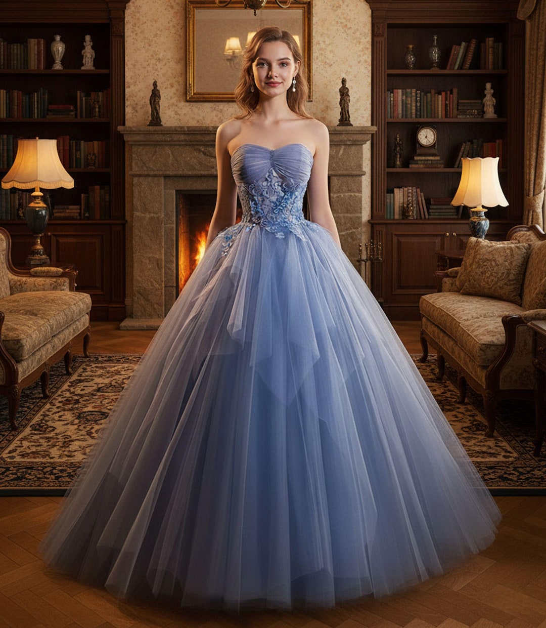 Blue Tube Tulle Princess Prom Dress,graduation Long Dress,puffy Tulle ...