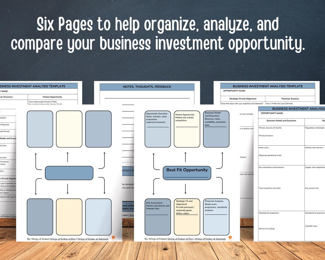 Business Investment Analysis Tool Kit for Investment Opportunities - Etsy