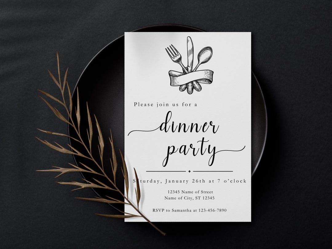 Dinner Party Invitation, Simple Dinner Invite, Mobile Invitation ...