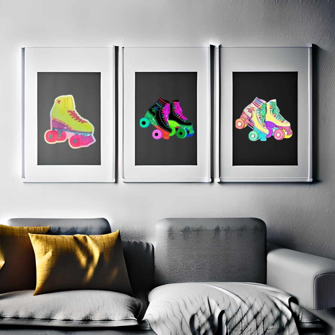 Neon Roller Blade PNG Neon Roller Skate PNG 14 Bundle Retro Roller ...