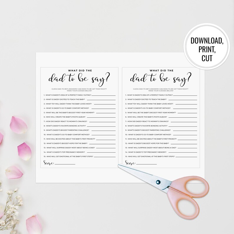What Did Daddy Say? Fun Printable Baby Shower Game – Instant Download ...