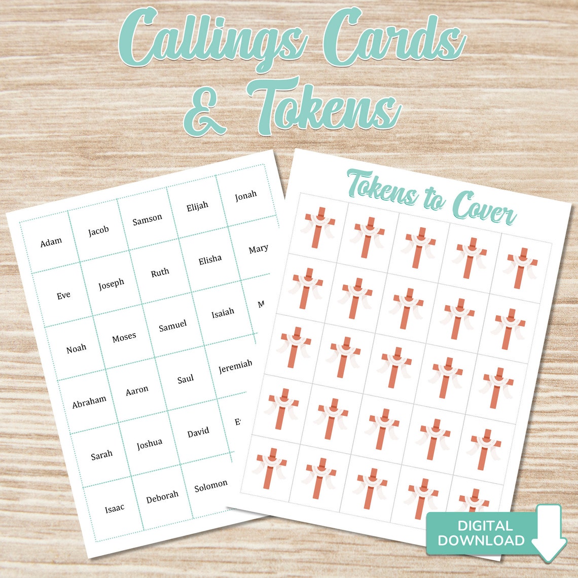Bible Bingo Printable Game | 50 Cards With Bible Characters | Christian ...