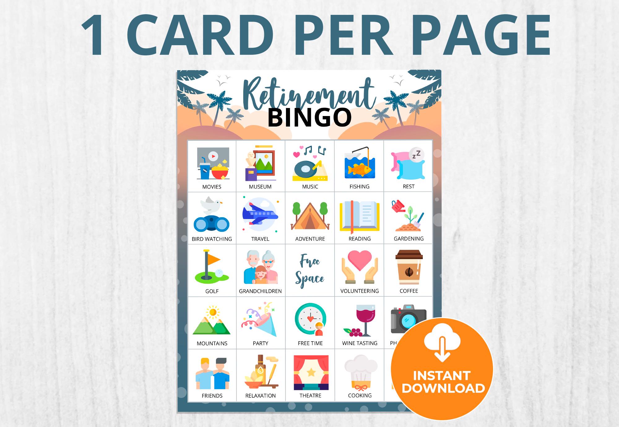 Retirement Bingo Cards for Fun Retirement Party Bingo Theme Retirement ...