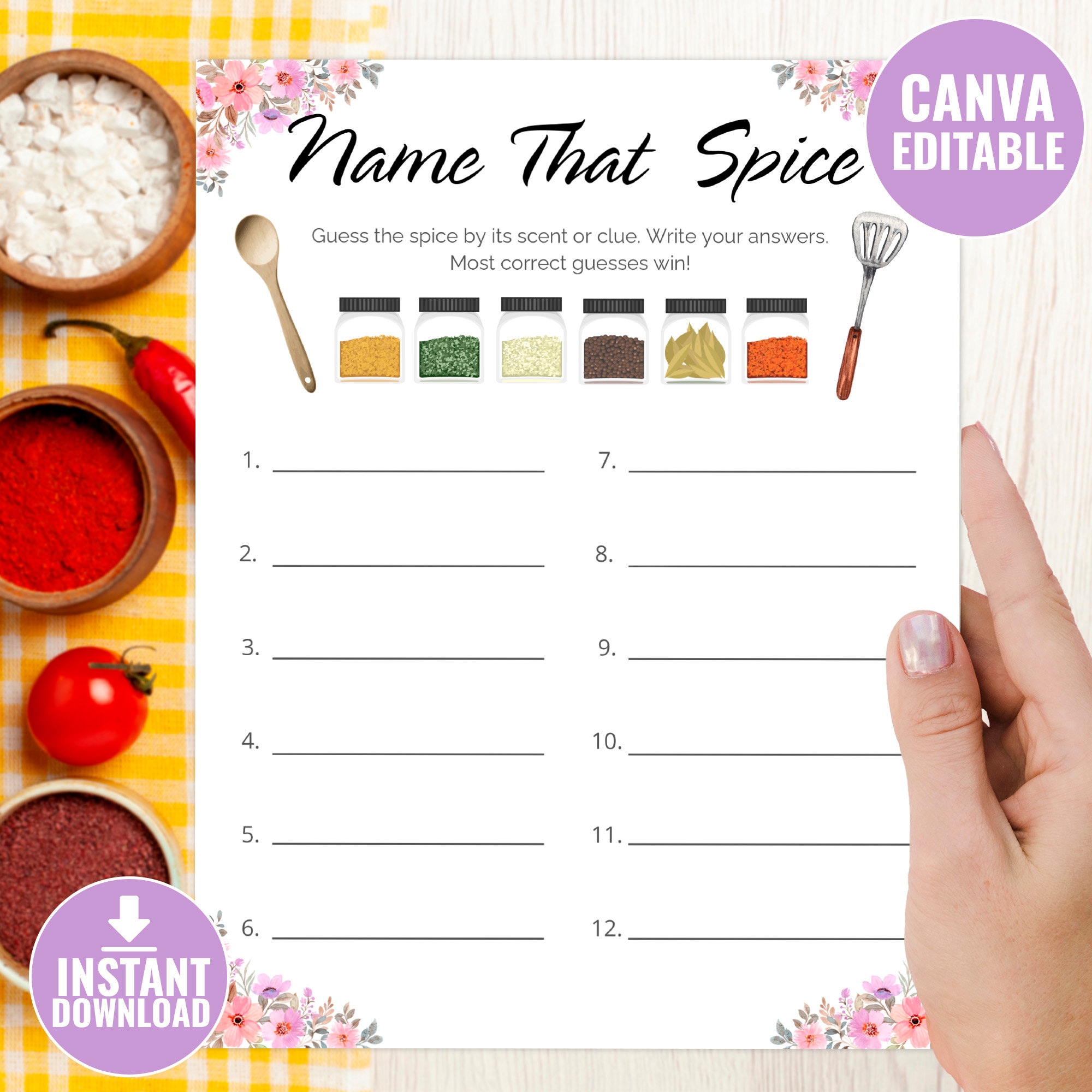 Guess the Spice Game - Printable Bridal Shower Fun | Name That Spice ...