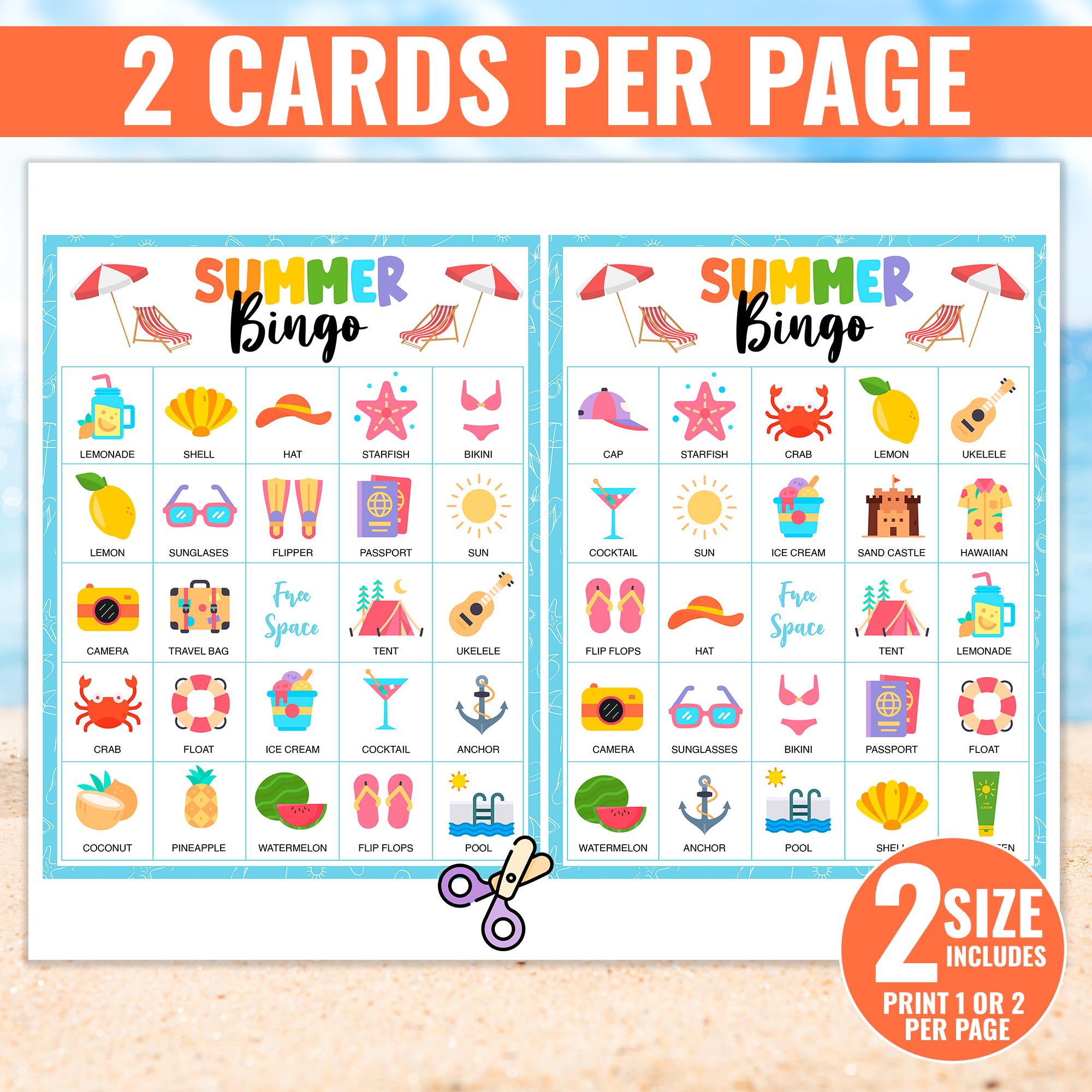 30 Summer Bingo Cards Printable Summer Bingo Game Fun Summer Bingo ...