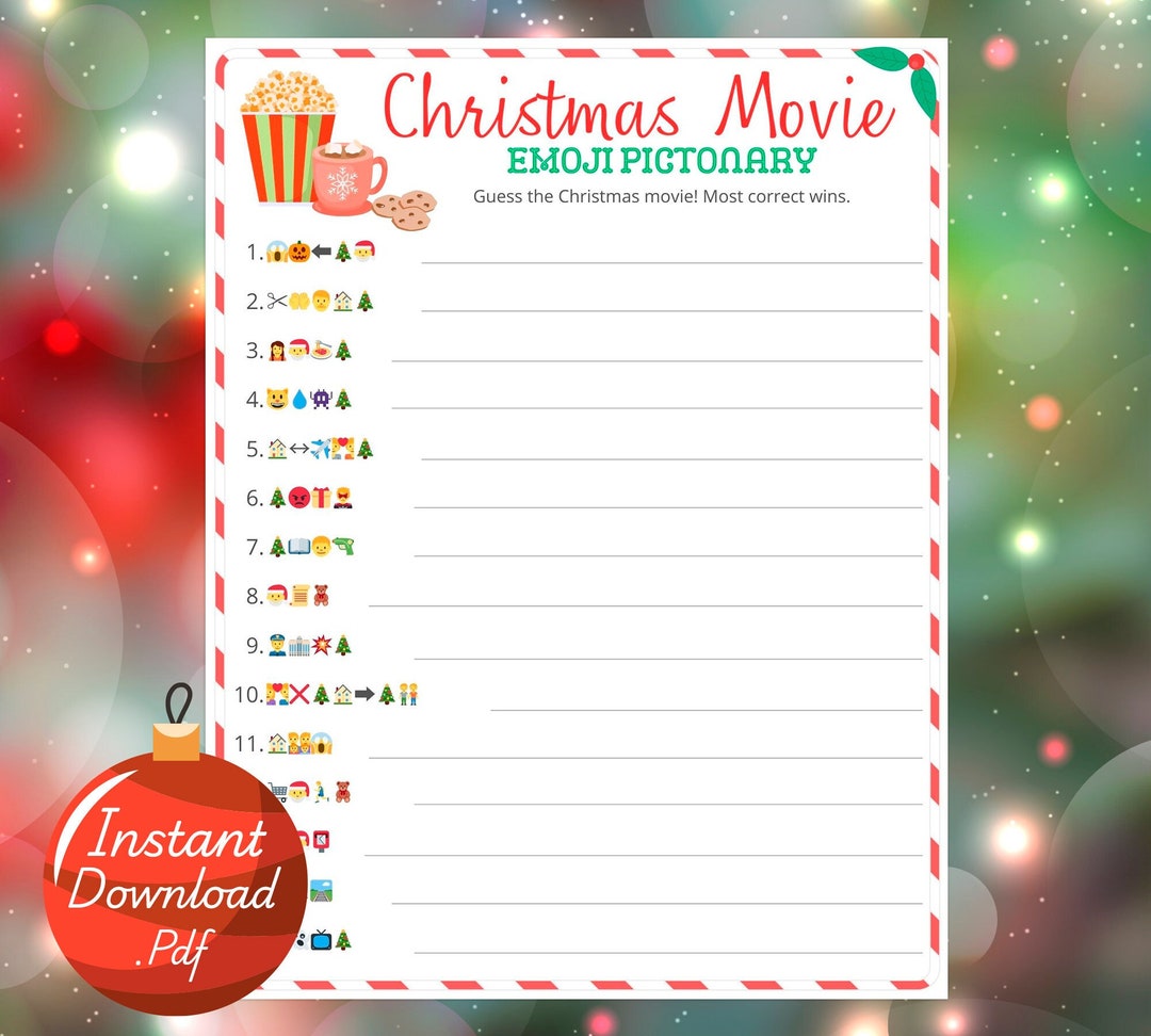 Christmas Movie Emoji Pictionary Game Fun Christmas Printable Family ...