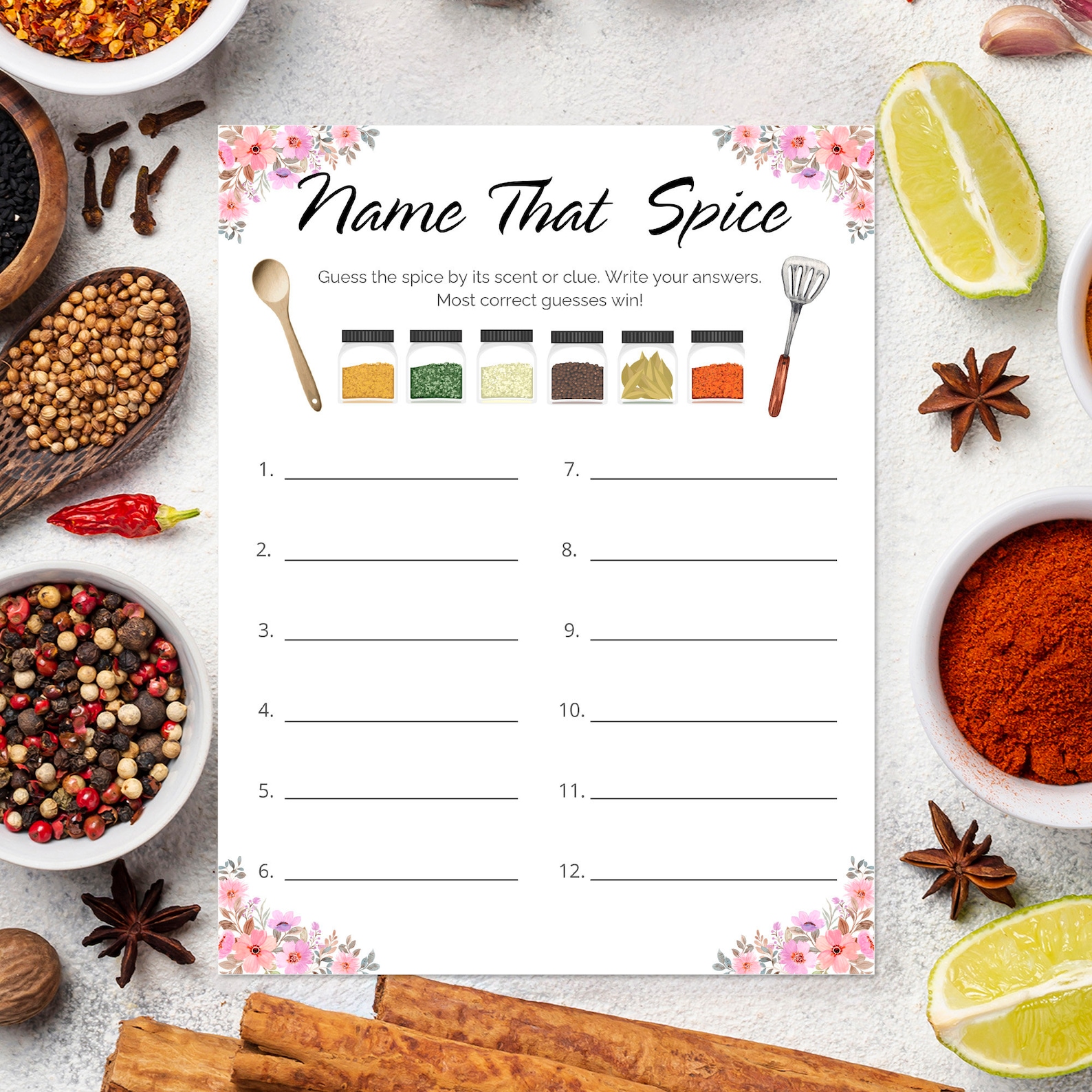 Guess the Spice Game - Printable Bridal Shower Fun | Name That Spice ...