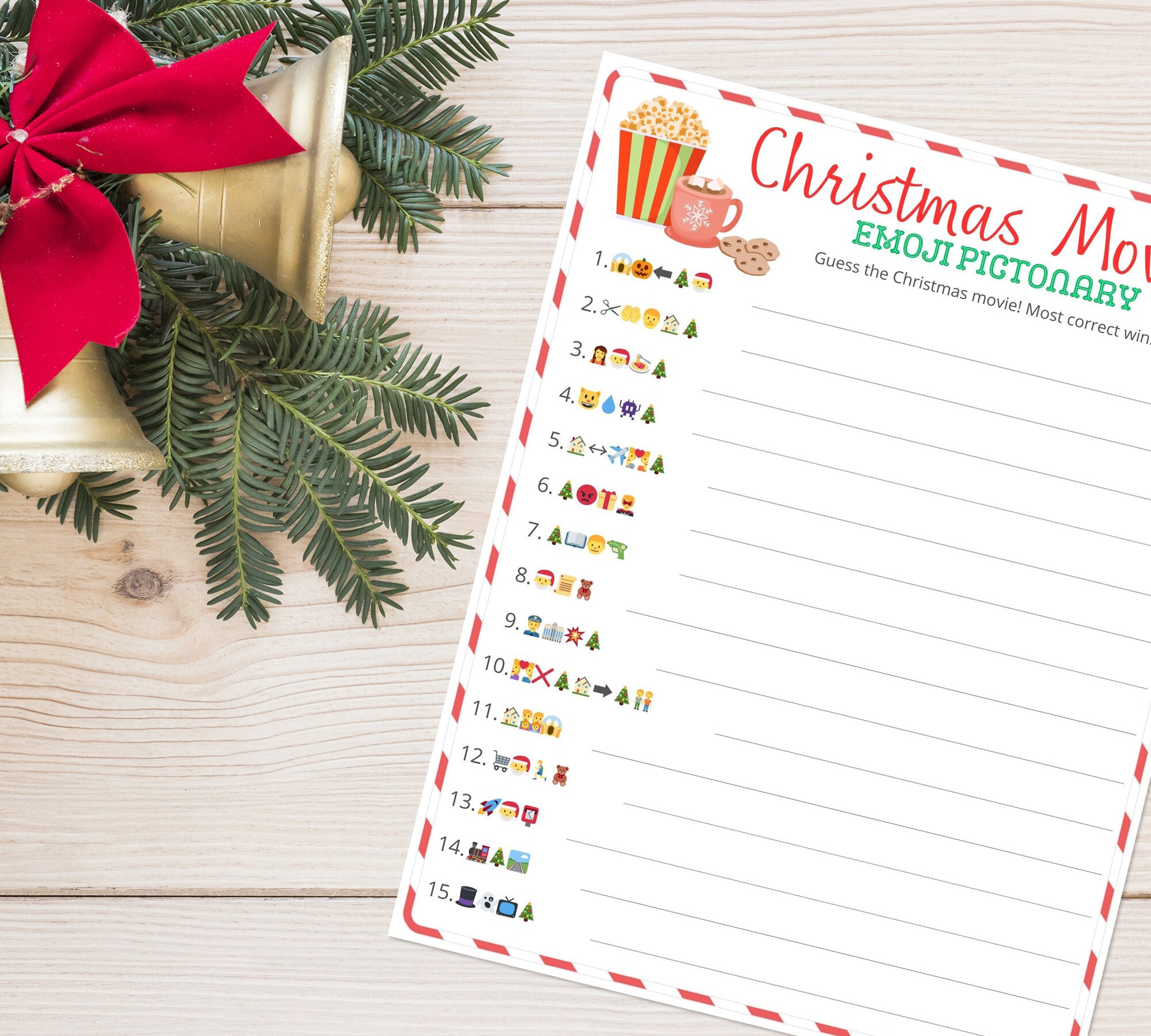 Christmas Movie Emoji Pictionary Game Fun Christmas Printable Family ...