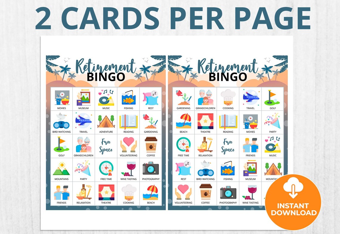 Retirement Bingo Cards for Fun Retirement Party Bingo Theme Retirement ...