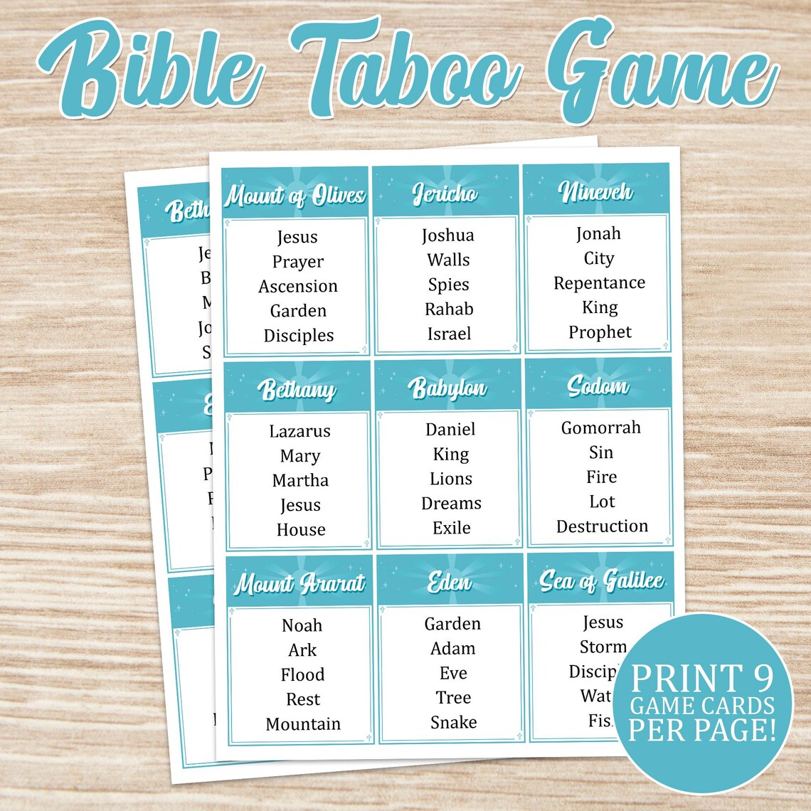 Bible Taboo Game: Fun Christian Kids Games Printable With Forbidden ...