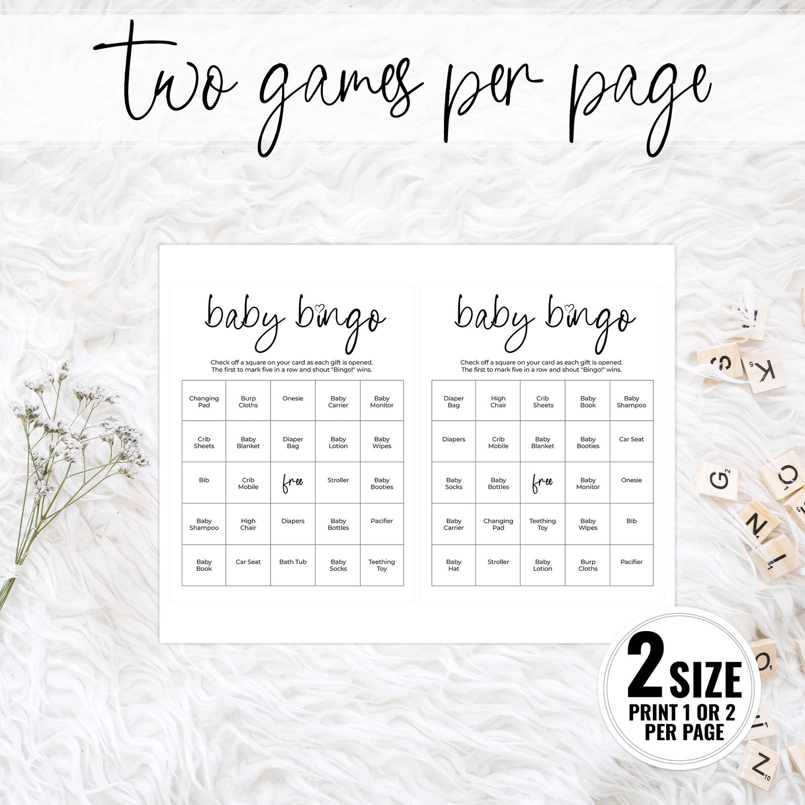 50 Baby Bingo Cards Printable Editable Blank Baby Bingo Template for ...