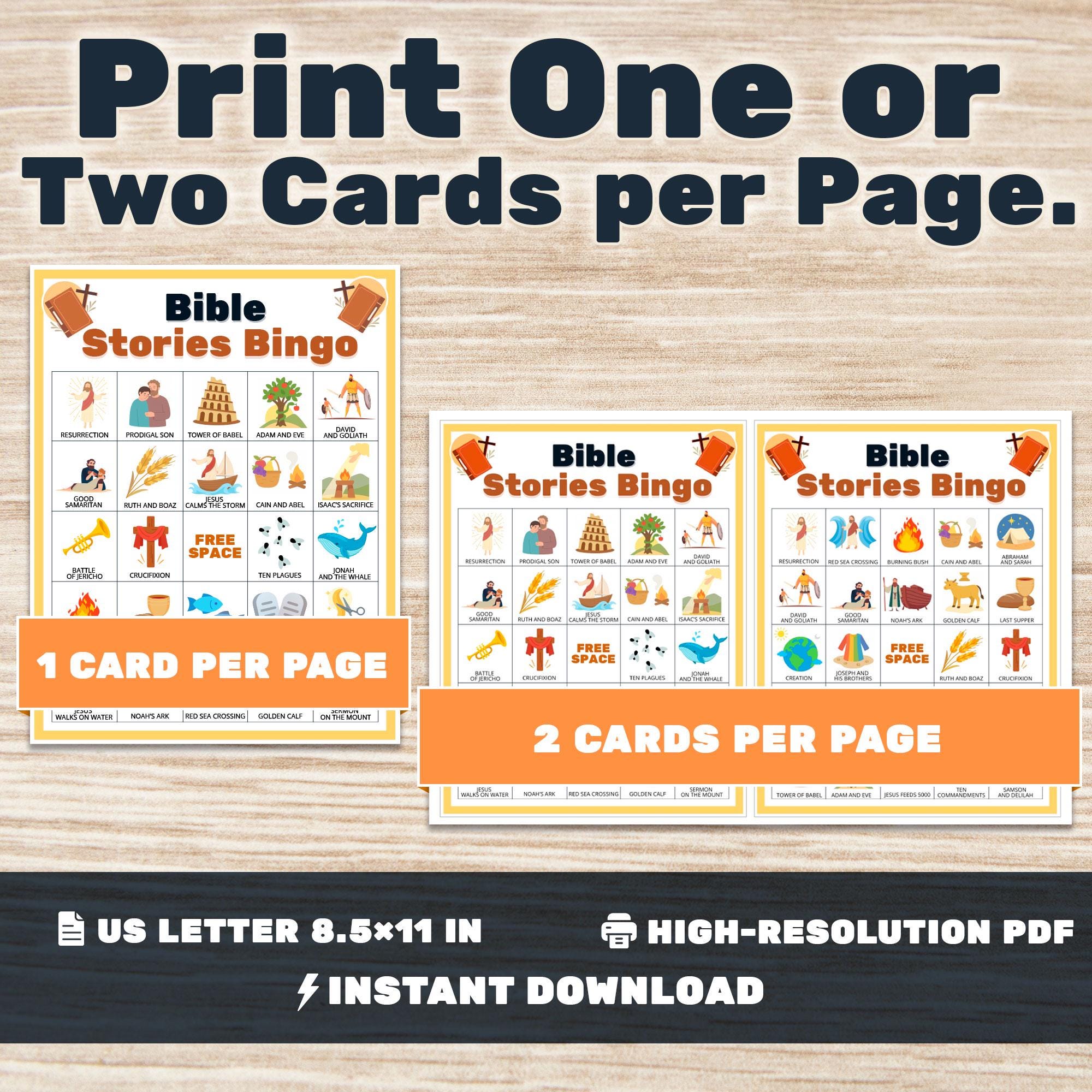 Bible Stories Bingo Printable Game – 50 Bible Bingo Cards | Fun ...