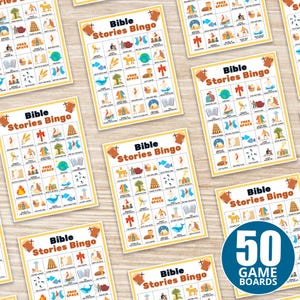 Bible Stories Bingo Printable Game – 50 Bible Bingo Cards | Fun ...
