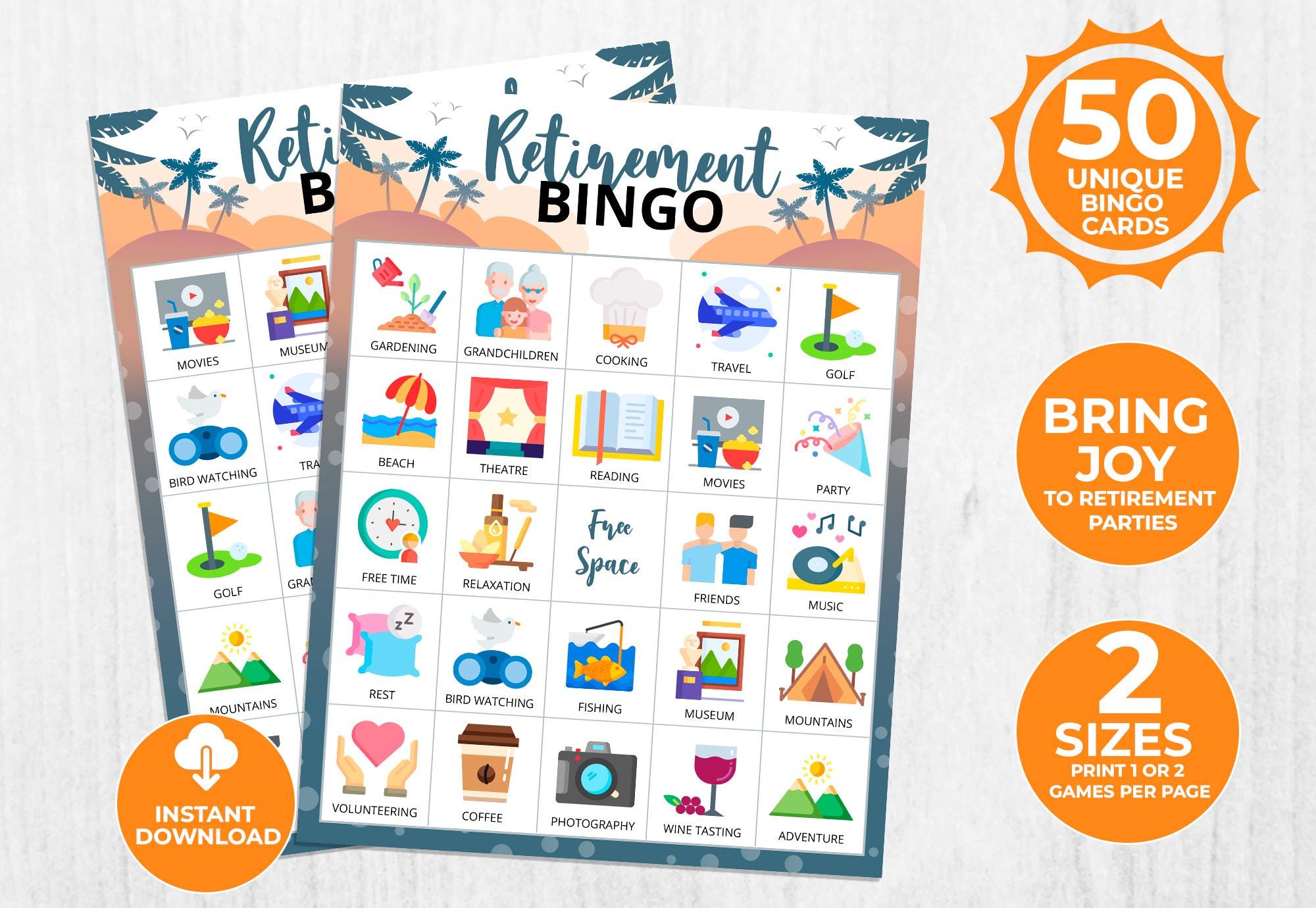 Retirement Bingo Cards for Fun Retirement Party Bingo Theme Retirement ...