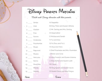 Disney Parent Matching Baby Shower Game (instant Download) - Etsy