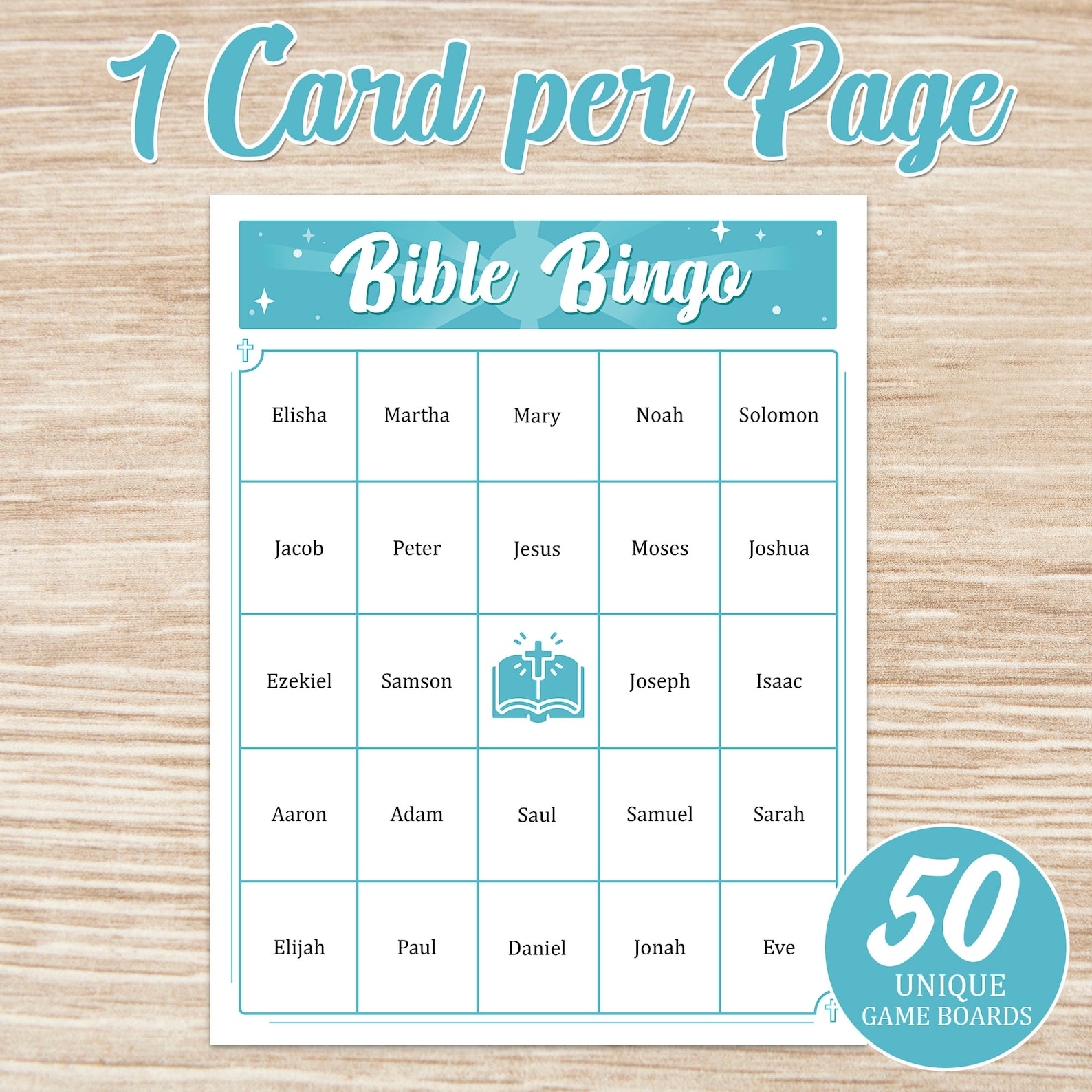 Bible Bingo Printable Game | 50 Cards With Bible Characters | Christian ...