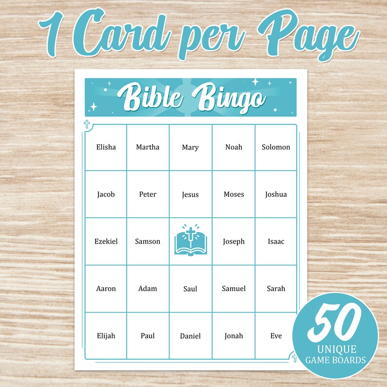 Bible Bingo Printable Game | 50 Cards With Bible Characters | Christian ...