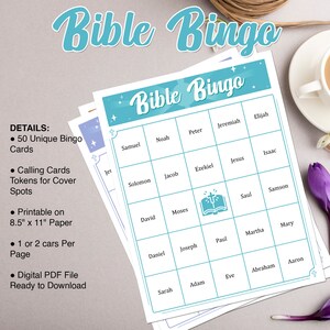 Bible Bingo Printable Game | 50 Cards With Bible Characters | Christian ...
