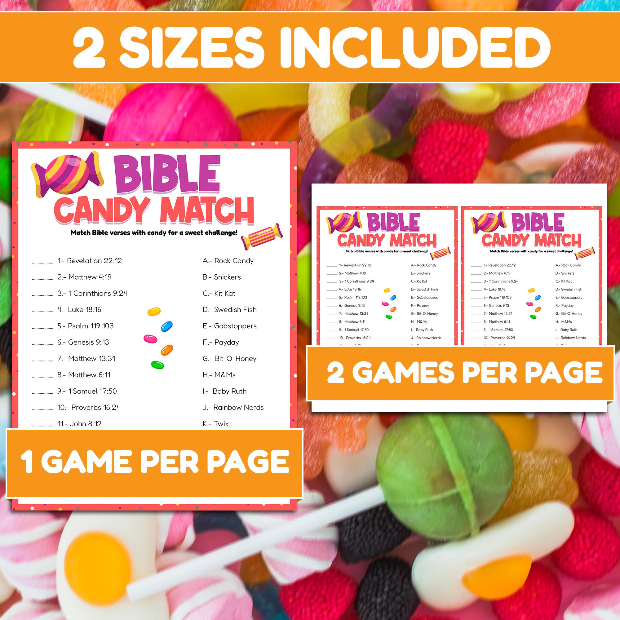 Bible Candy Match Game Fun Bible Matching Game Printable Bible Game for ...