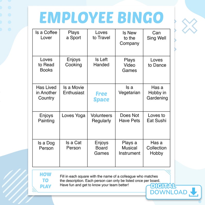 Interactive Employee and Co-worker Bingo Template Digital Icebreaker ...