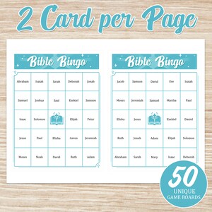 Bible Bingo Printable Game | 50 Cards With Bible Characters | Christian ...