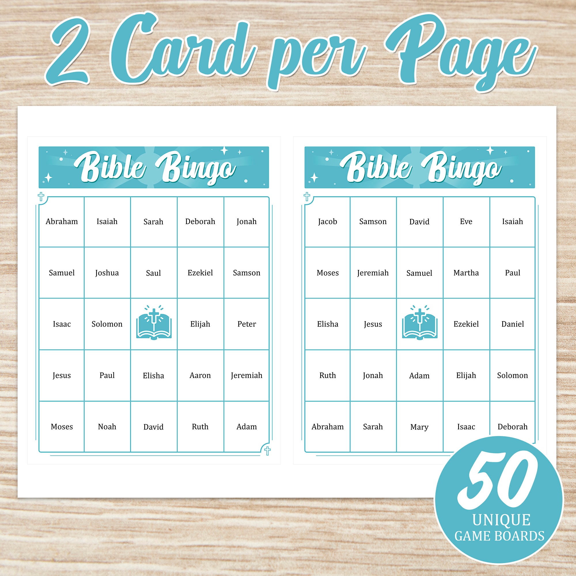 Bible Bingo Printable Game | 50 Cards With Bible Characters | Christian ...
