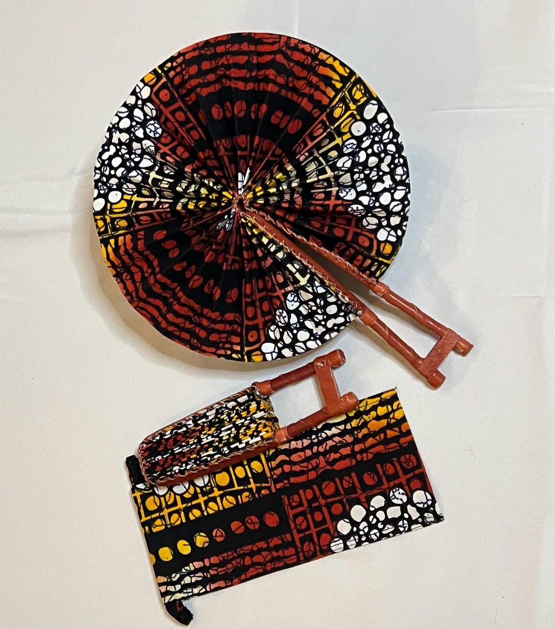African Traditional Print Foldable Hand Fan + Matching Case - Etsy