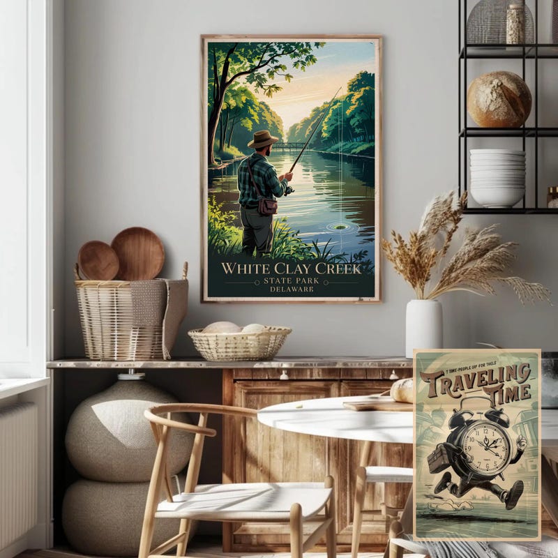 Creek Fishing Poster - Etsy