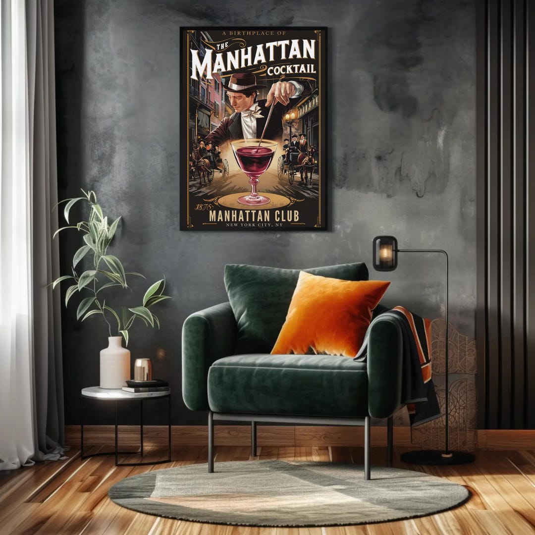 Manhattan Cocktail Vintage Poster – Matte Paper Print - Etsy