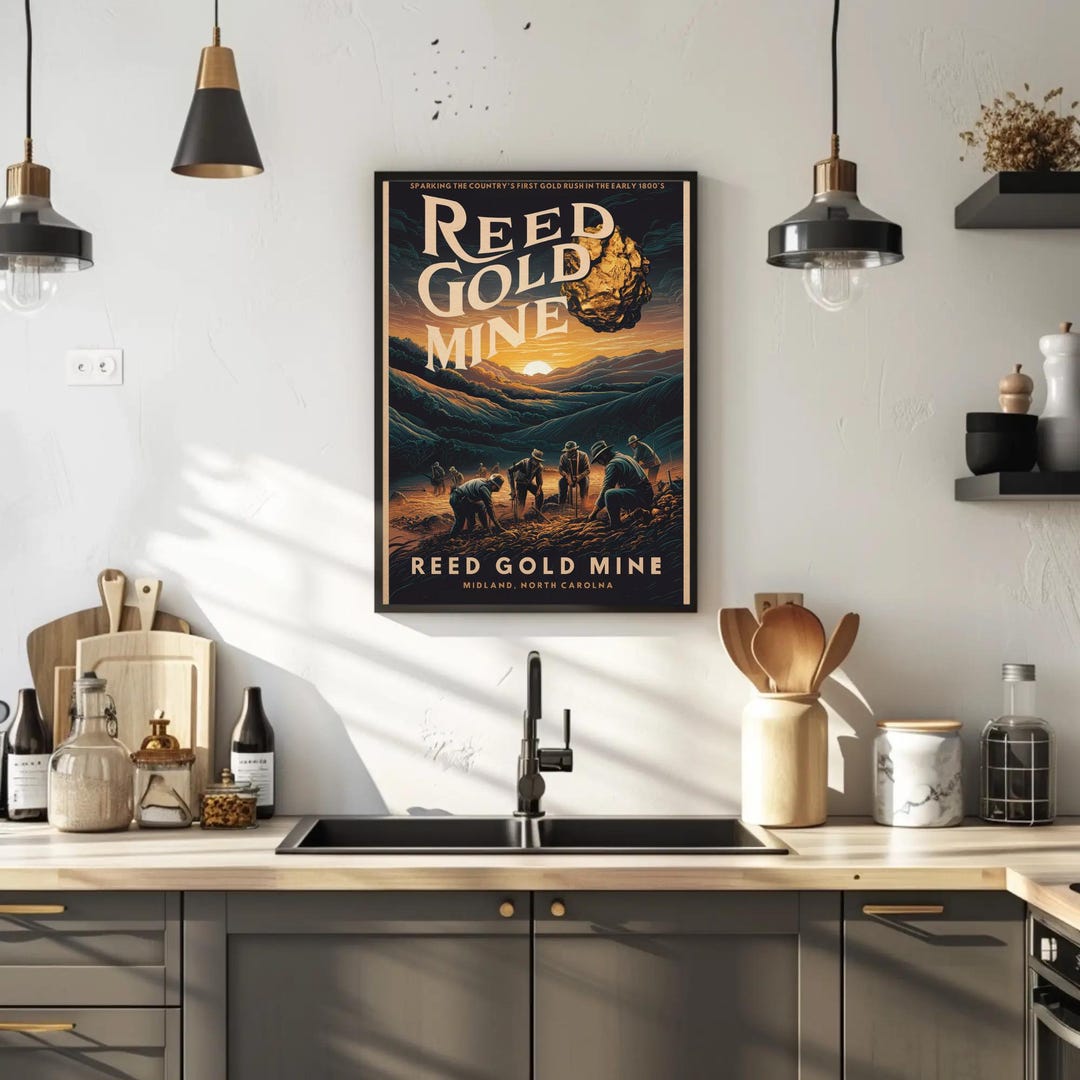 Reed Gold Mine Travel Poster – Premium Matte Paper Print for Historic ...