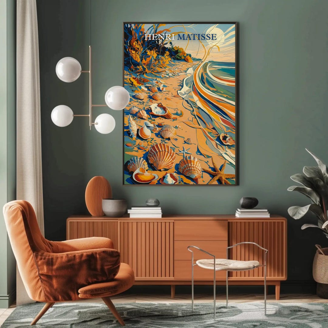 Henri Matisse Inspired Seashell Beach Digital Download Poster | Coastal ...