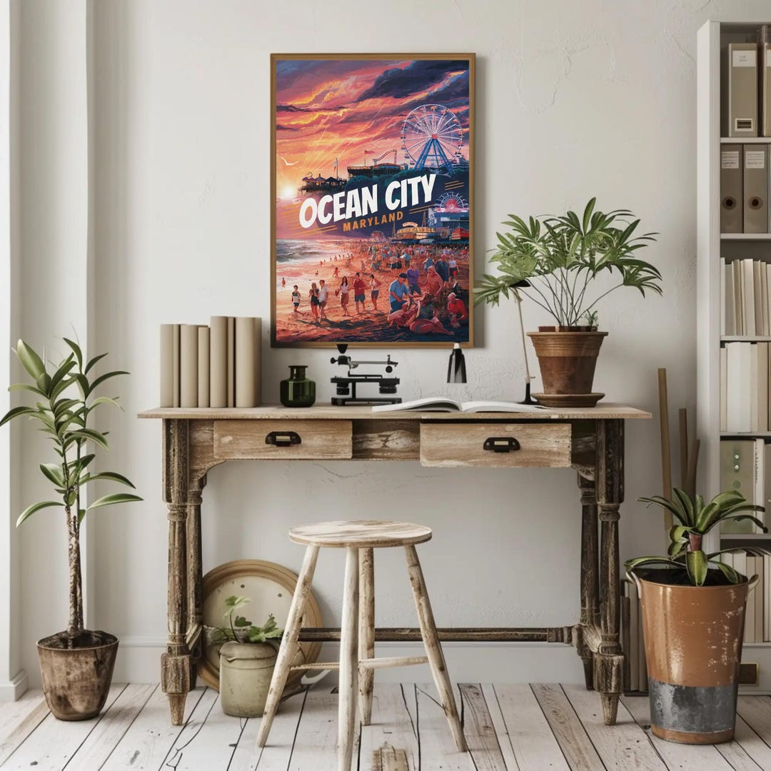 Ocean City Maryland Beach Boardwalk Premium Matte Paper Print – Iconic ...