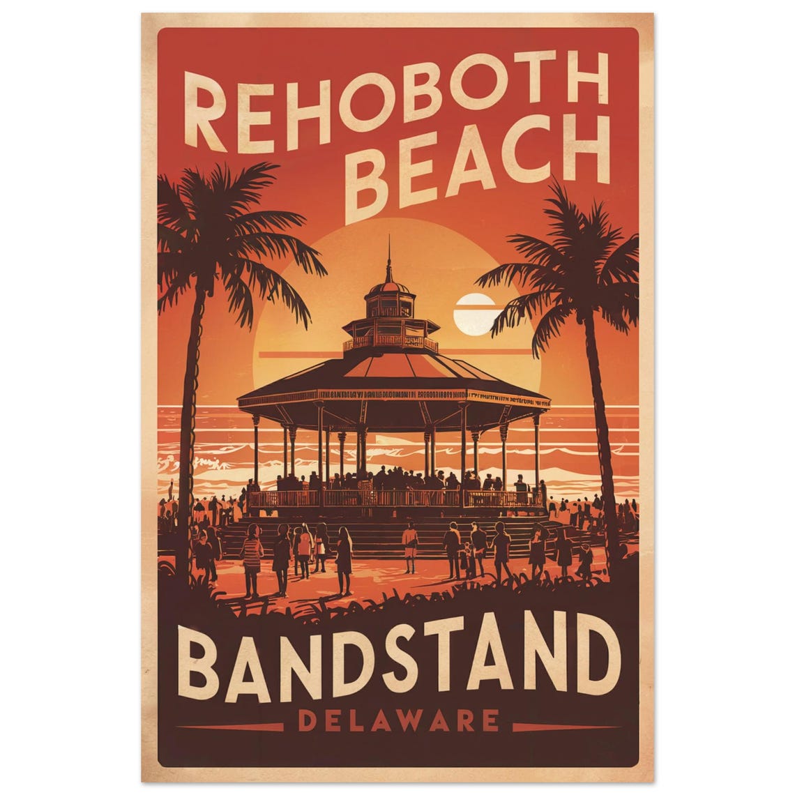 Rehoboth Beach Bandstand Poster | Premium Matte Paper Travel Print ...