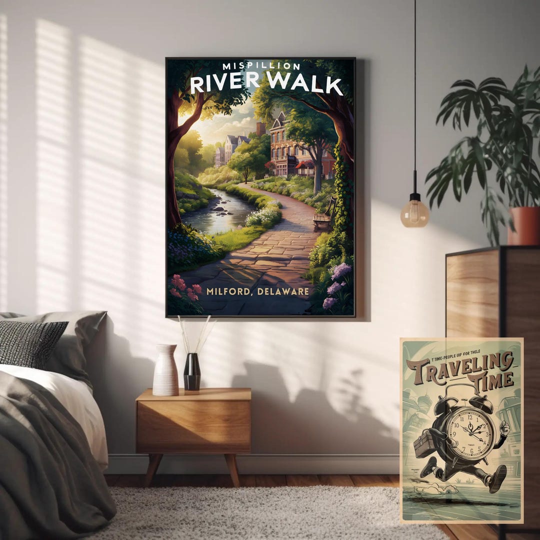 Mispillion Riverwalk Poster | Milford Delaware Travel Print | Premium Matte Paper Wall Art ...