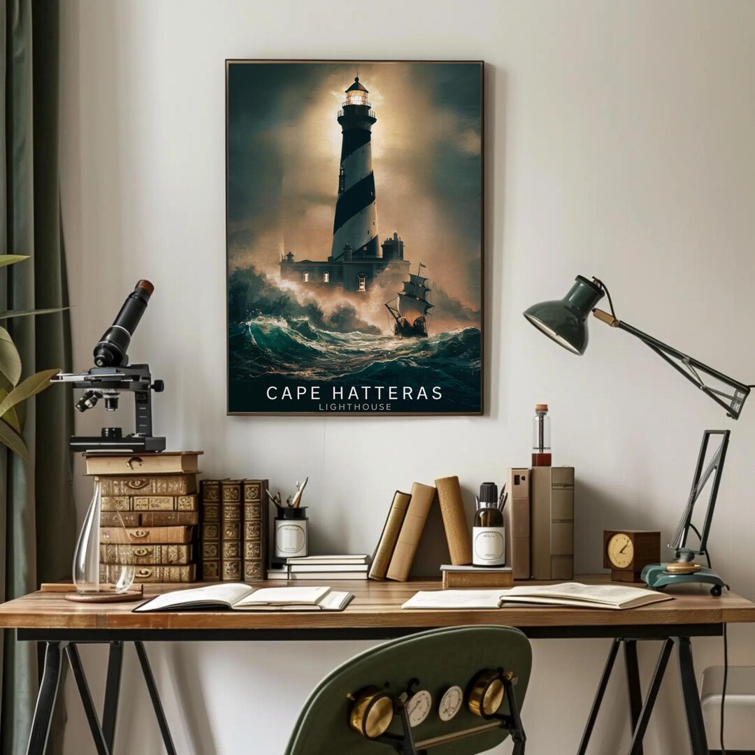 Cape Hatteras Lighthouse Aluminum Travel Poster – Coastal Landmark Wall ...