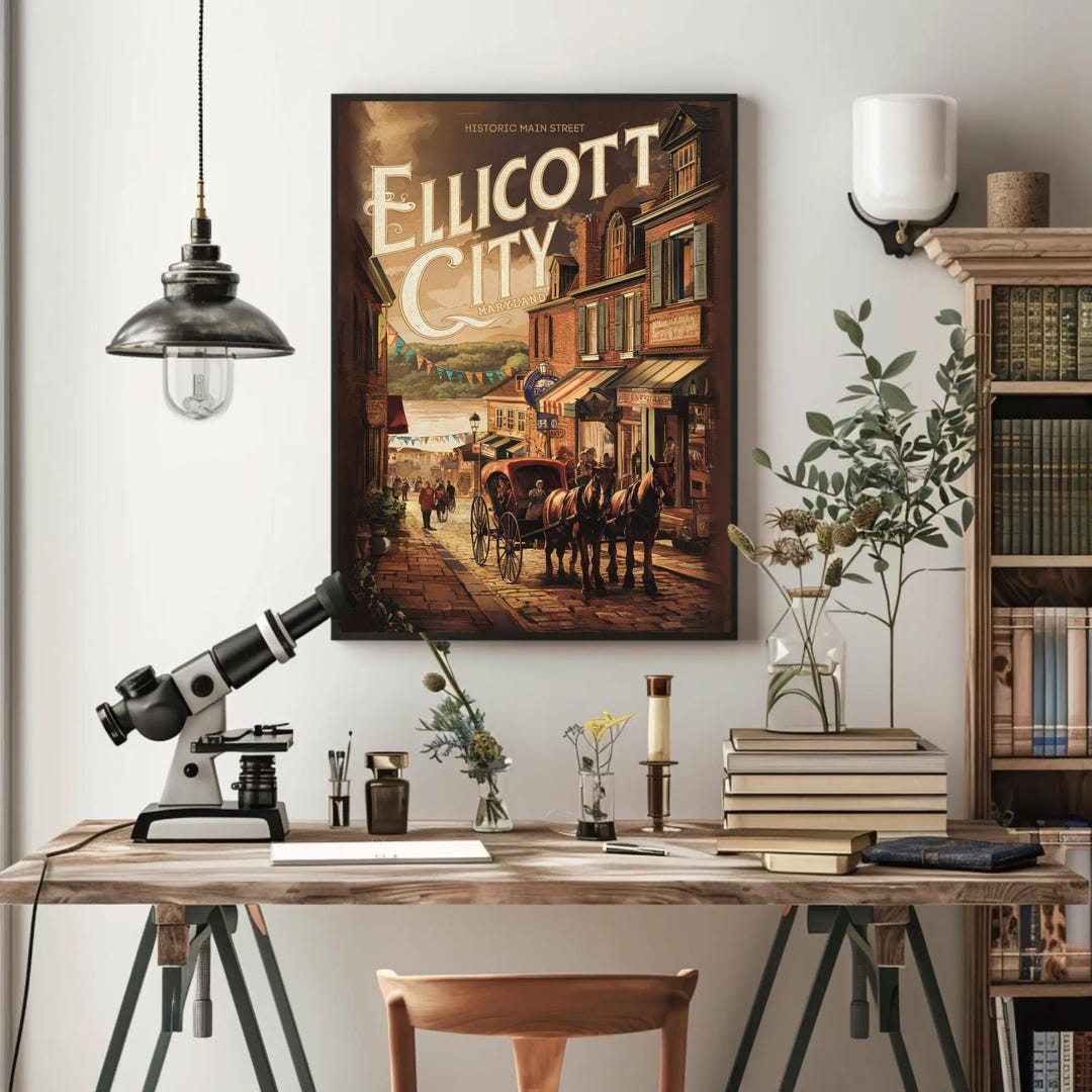 Historic Ellicott City Main Street Aluminum Print | Vintage Charm Art ...