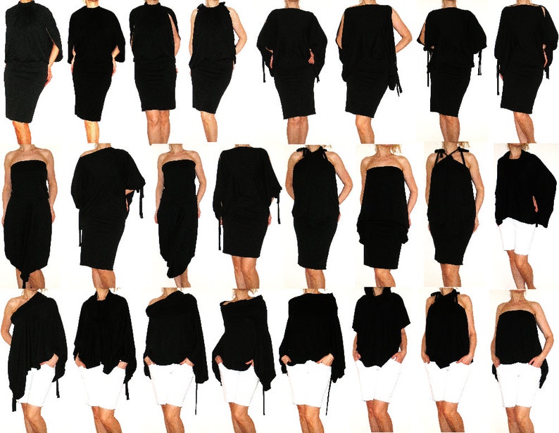 Versatile Black Convertible Wrap Infinity Dress - Multiway Jersey Dress ...