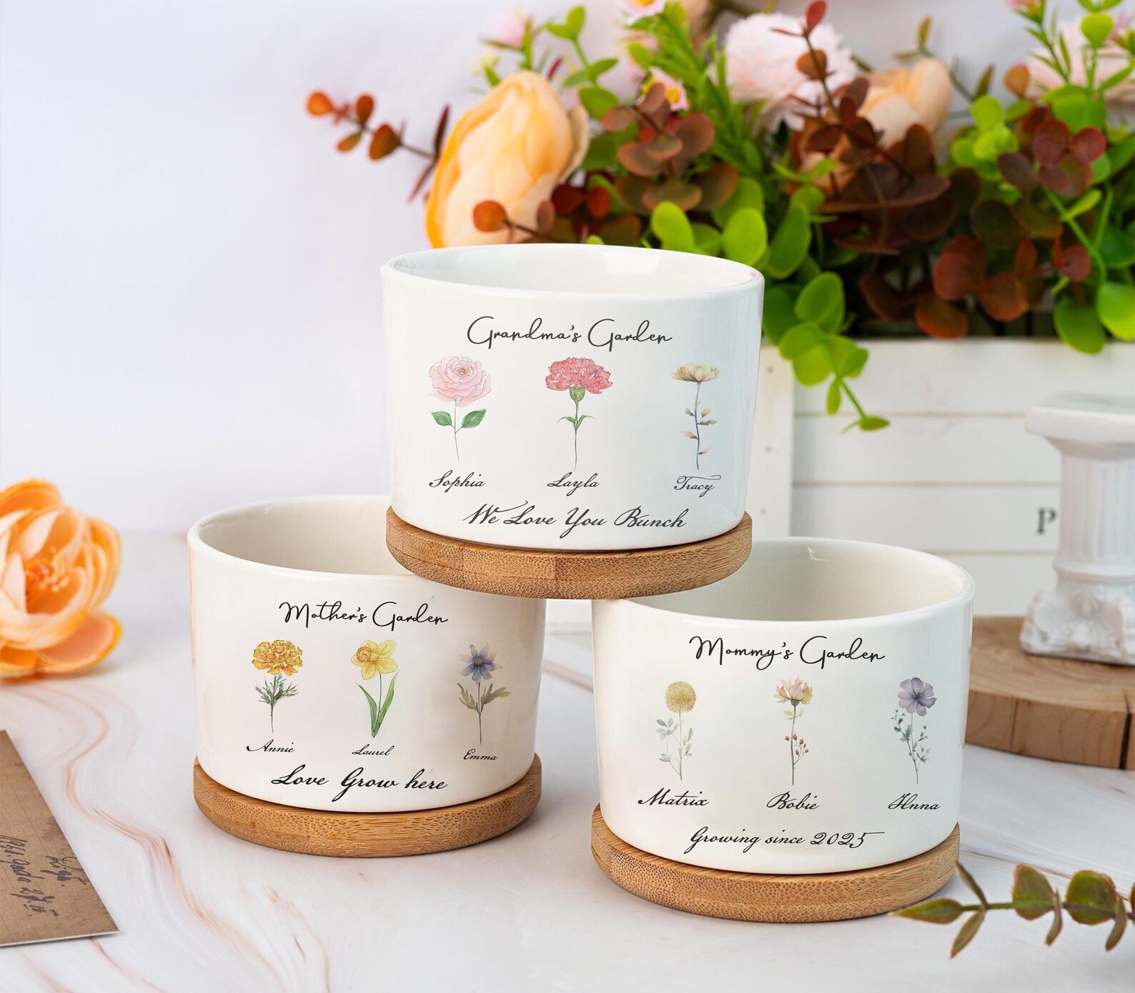 Custom Planters Flowerpot,personalized Birthflower Pot,ceremic Name ...