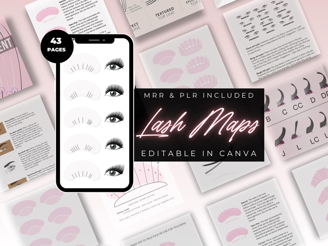 Editable Wispy Lash Mapping Guide, Editable Lash Maps, Lash Mapping, Lash Mapping Forms, Eyelash ...