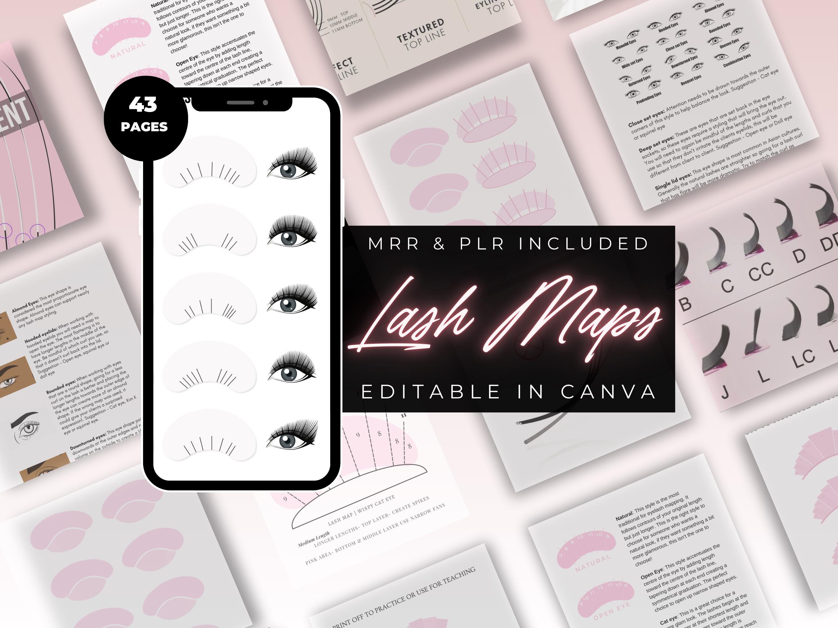 Editable Wispy Lash Mapping Guide, Editable Lash Maps, Lash Mapping ...