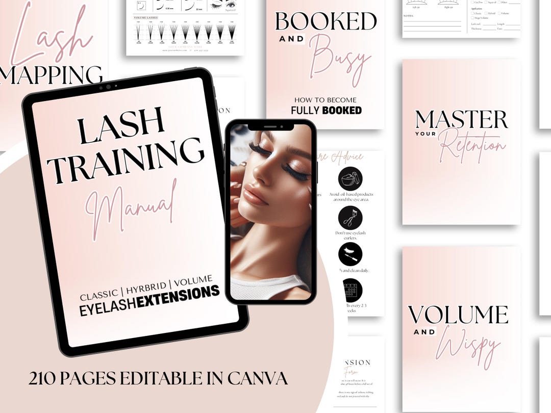 Lash Training Editable Guide Classic Hybrid Volume Training Eyelash Training Manual Lash Tech ...