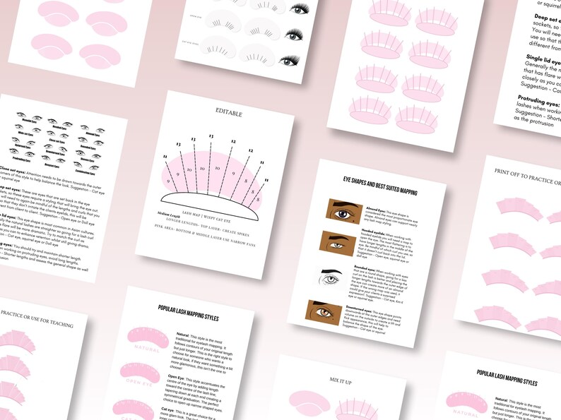 Editable Wispy Lash Mapping Guide, Editable Lash Maps, Lash Mapping ...