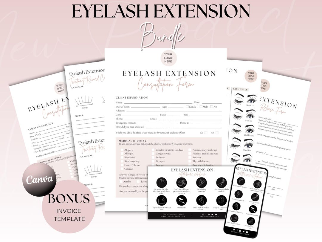 Lash Consent Forms Template Canva Editable | Eyelash Extension Client ...