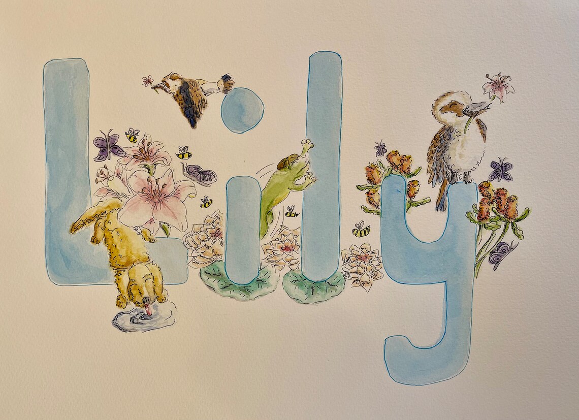 Personalised Watercolour Baby Name Art Painting for Gift or Nursery - Etsy