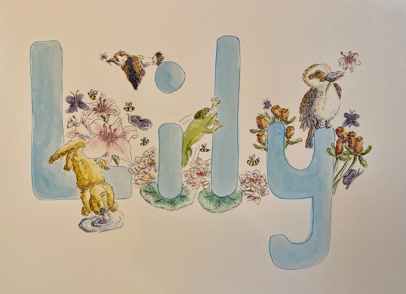 Personalised Watercolour Baby Name Art Painting for Gift or Nursery - Etsy