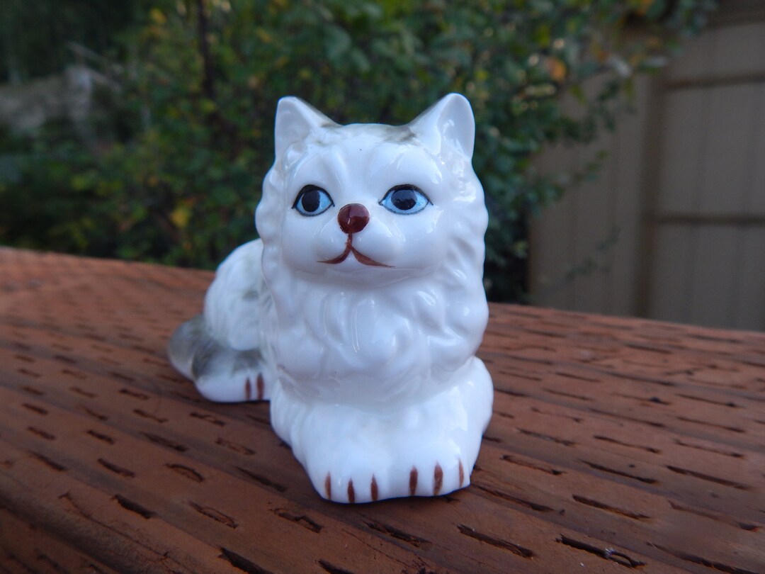Vintage Long Hair Bone China Cat Figurine - Etsy