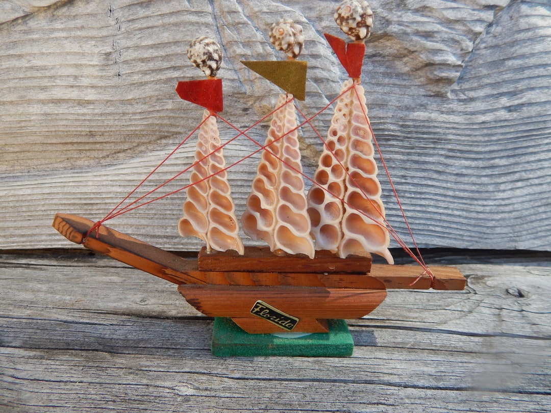 Vintage Sea Shell Souvenir Florida Ship - Etsy