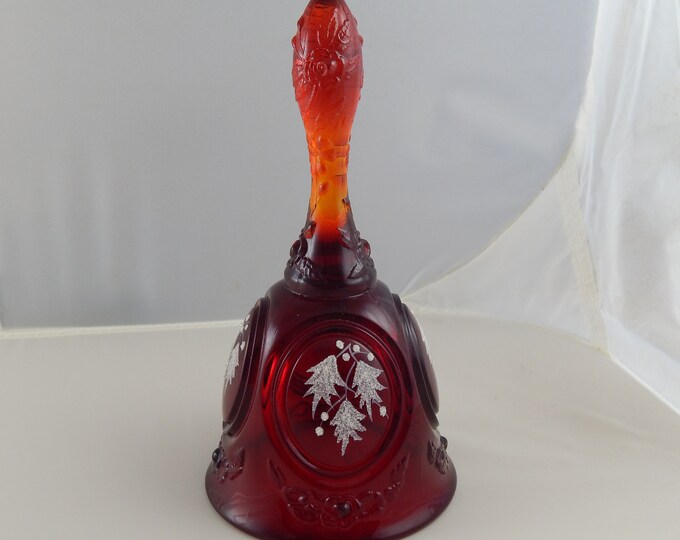 Fenton Red Glass Bell, Holly Leaves, Handpainetd Artist Signed - Etsy
